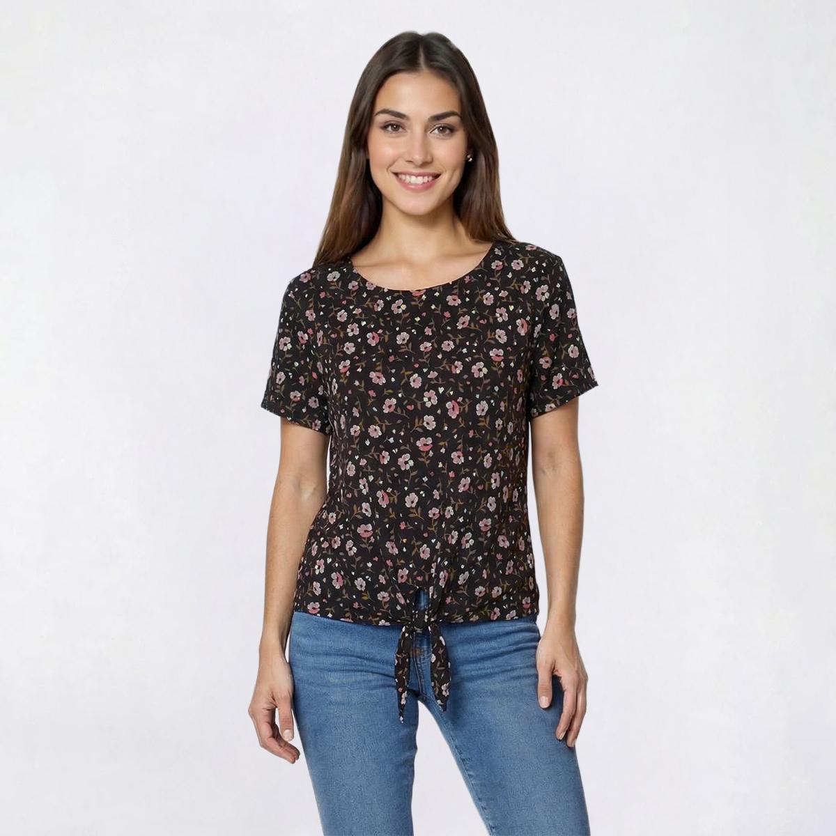 Click here for Petite Preswick & Moore(R) Tie Front Poppy Coral T... prices